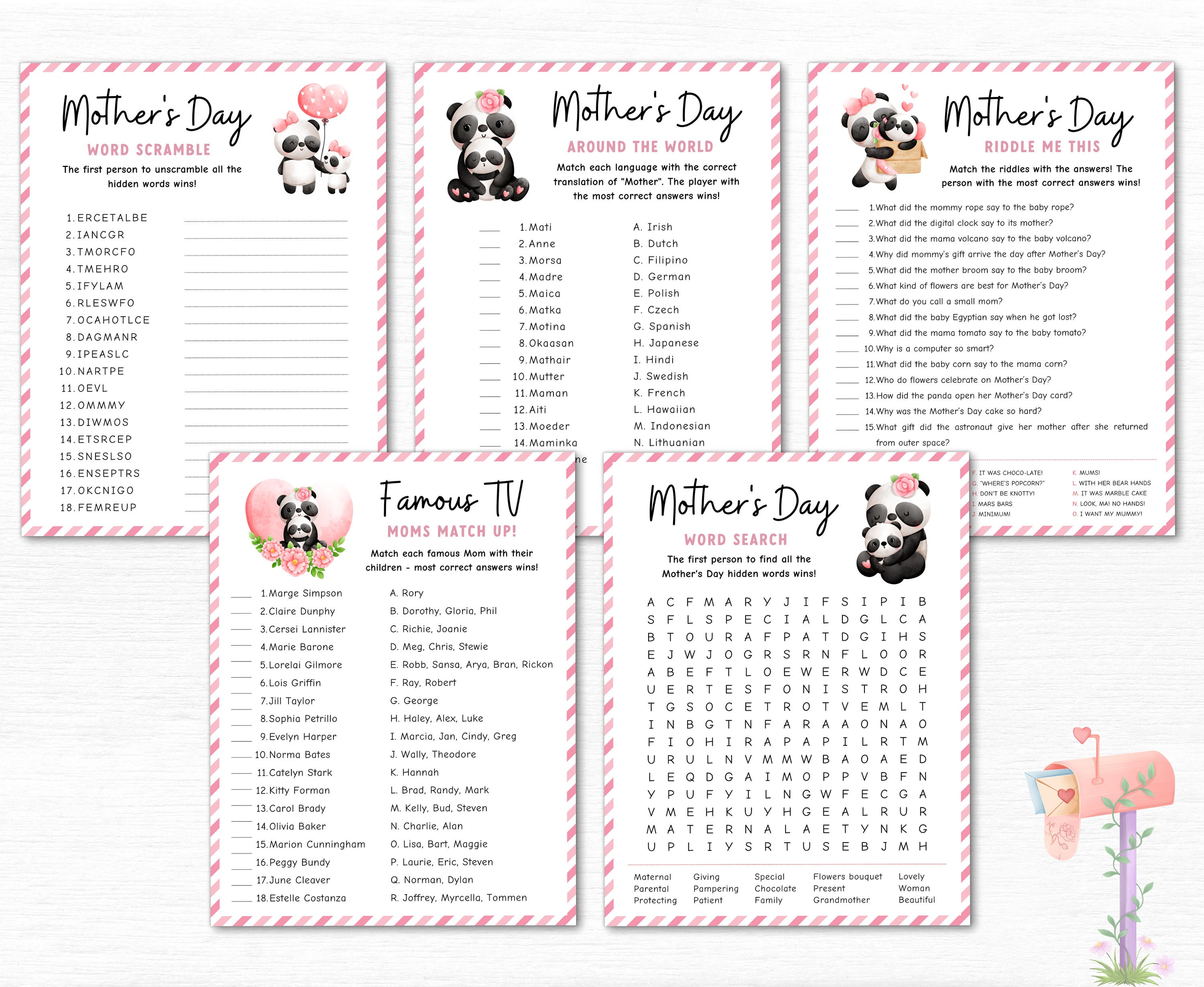 15 Mother's Day Games Bundle, Printable Games for Kids and Adults ...