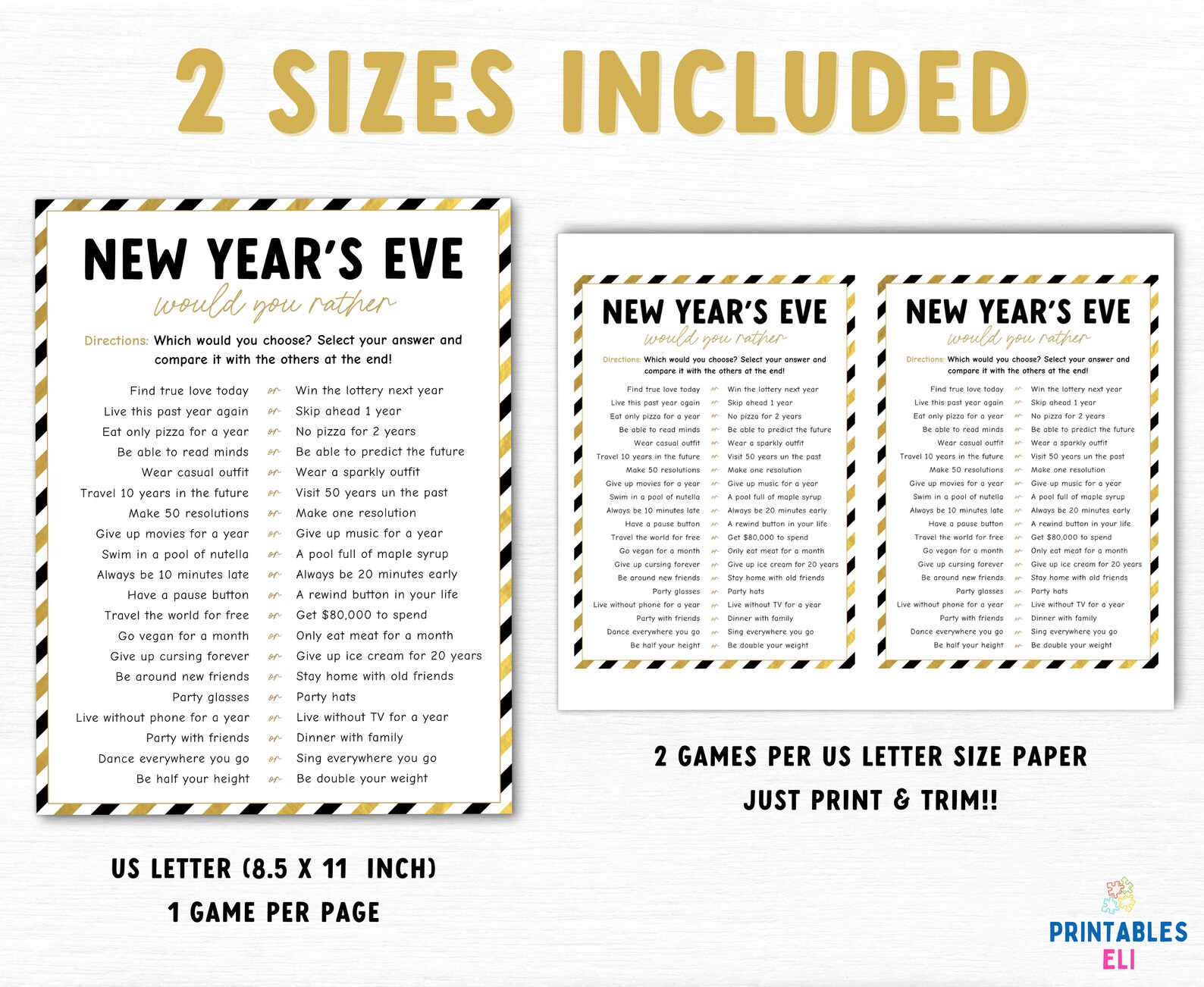 New Years Eve Would You Rather Printable Game, New Year Party Game ...