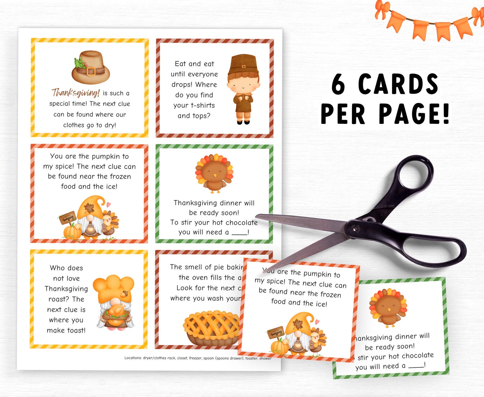 Editable Thanksgiving Treasure Hunt for Kids, Treasure Hunt Clues ...