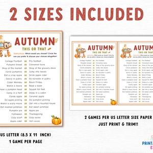 Autumn This or That Printable Game, Printable Fall Party Game, Autumn ...
