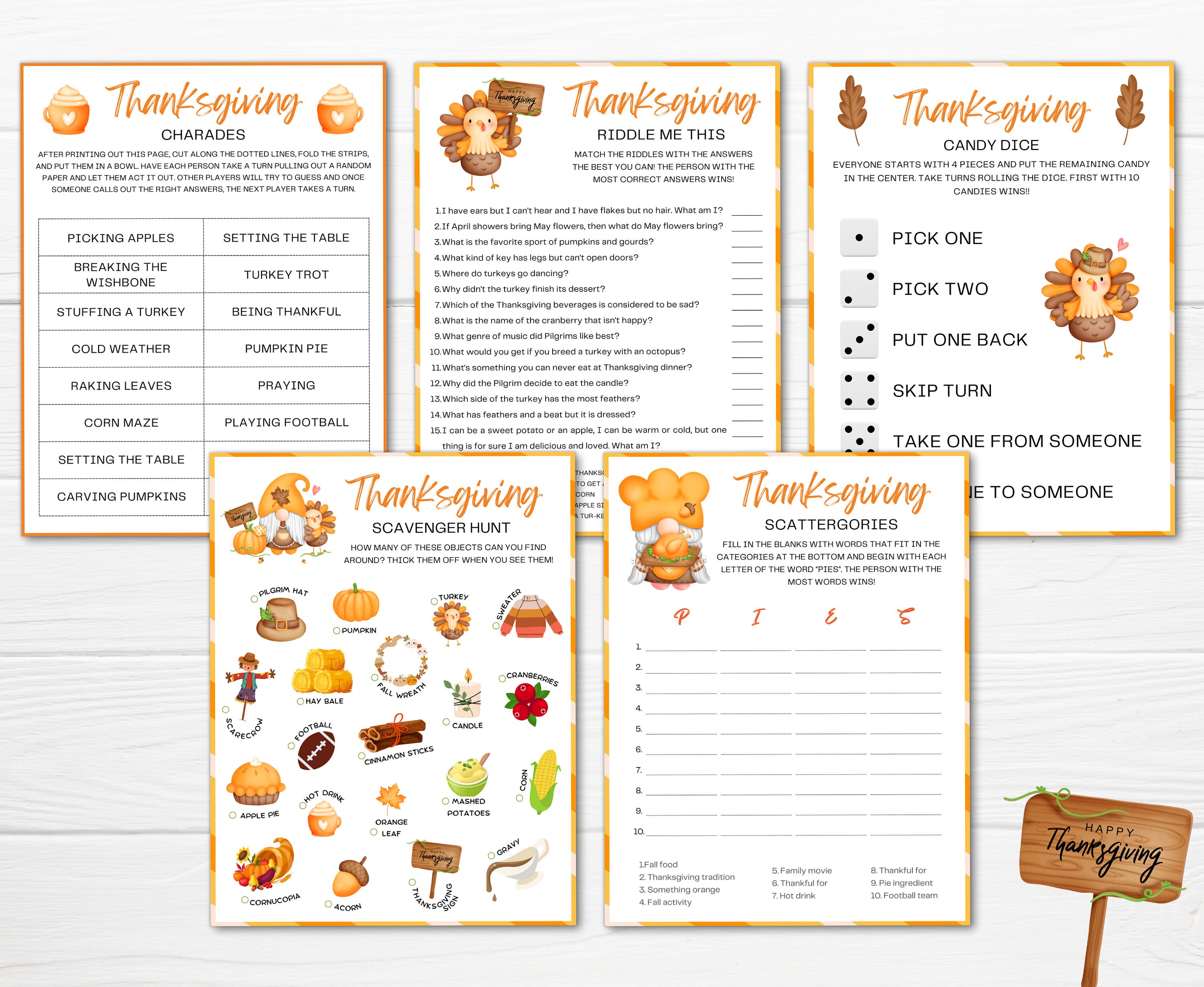 15 Thanksgiving Games Bundle Printable Thanksgiving Party - Etsy