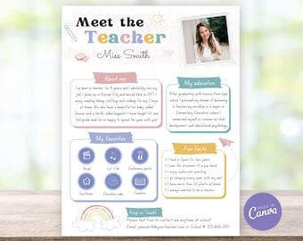 Editable Meet the Teacher Template in Canva Template for - Etsy
