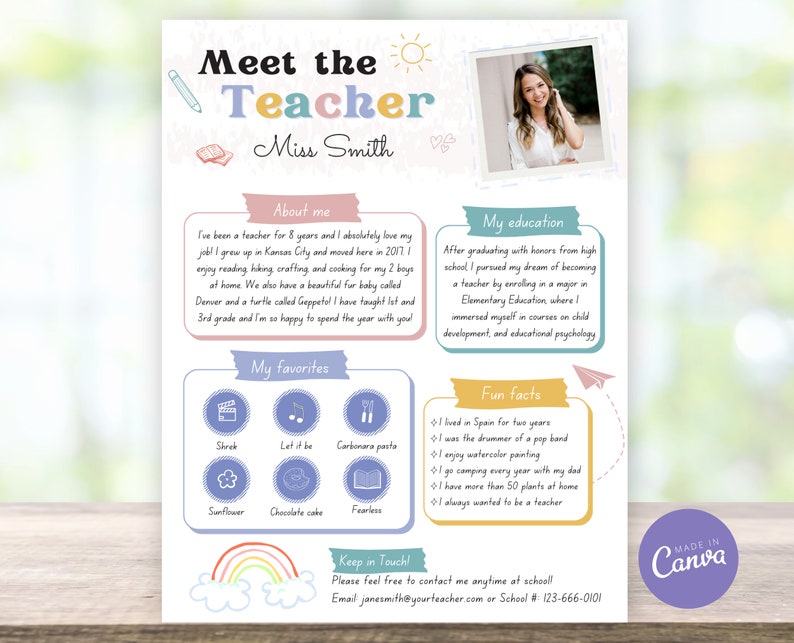 Meet the Teacher Editable Template, Classroom Printable Teacher ...