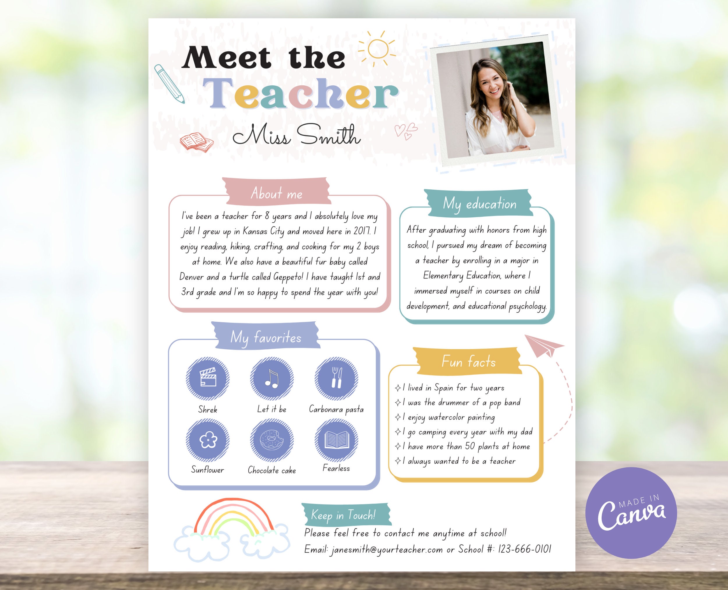 Meet the Teacher Editable Template, Classroom Printable Teacher ...