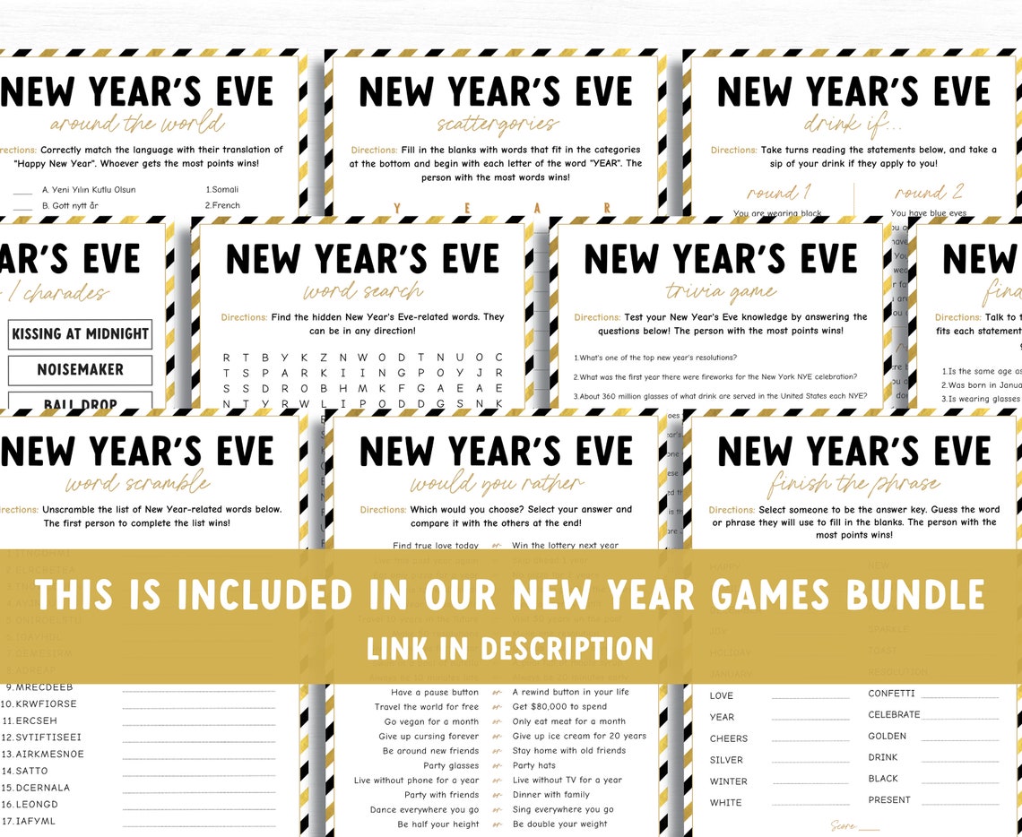 New Years Eve Would You Rather Printable Game, New Year Party Game ...