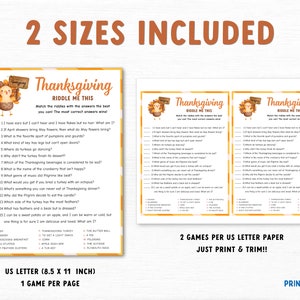 Thanksgiving Riddle Me This Game, Printable Autumn Party Game ...