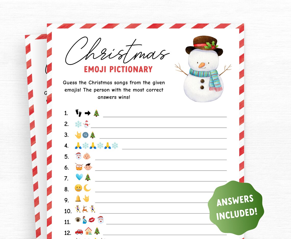 Christmas Emoji Pictionary Game, Family Christmas Game Printable ...