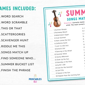 Summer Game Bundle, Printable Summer Game for Kids and Adults ...