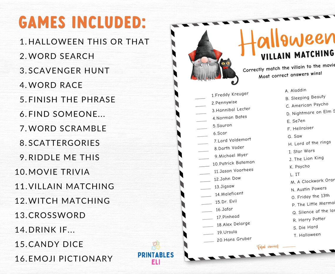 16 Halloween Games Bundle, Printable Halloween Party Games, Halloween ...