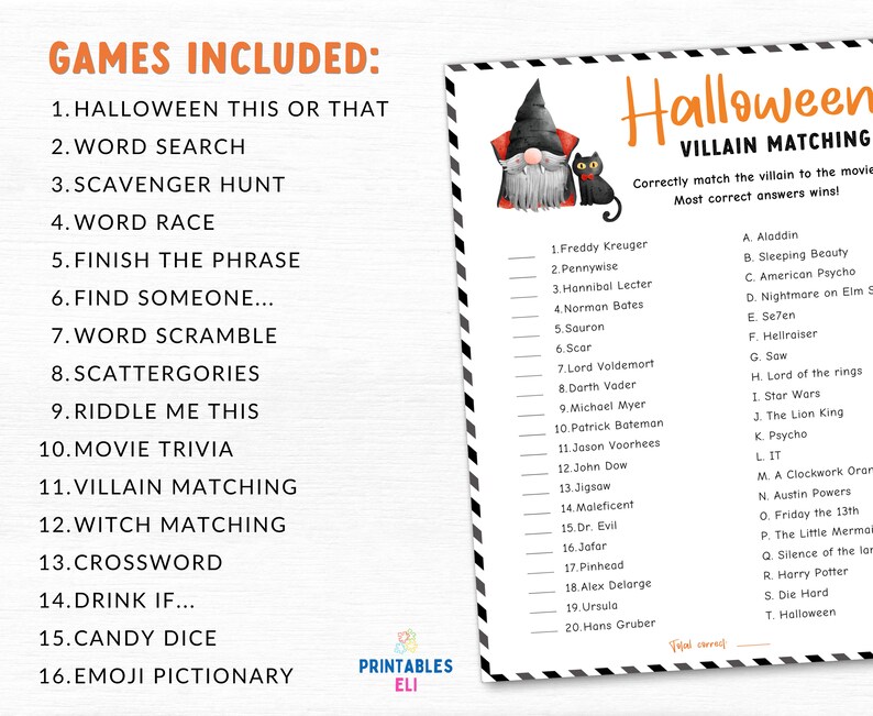 16 Halloween Games Bundle, Printable Halloween Party Games, Halloween ...