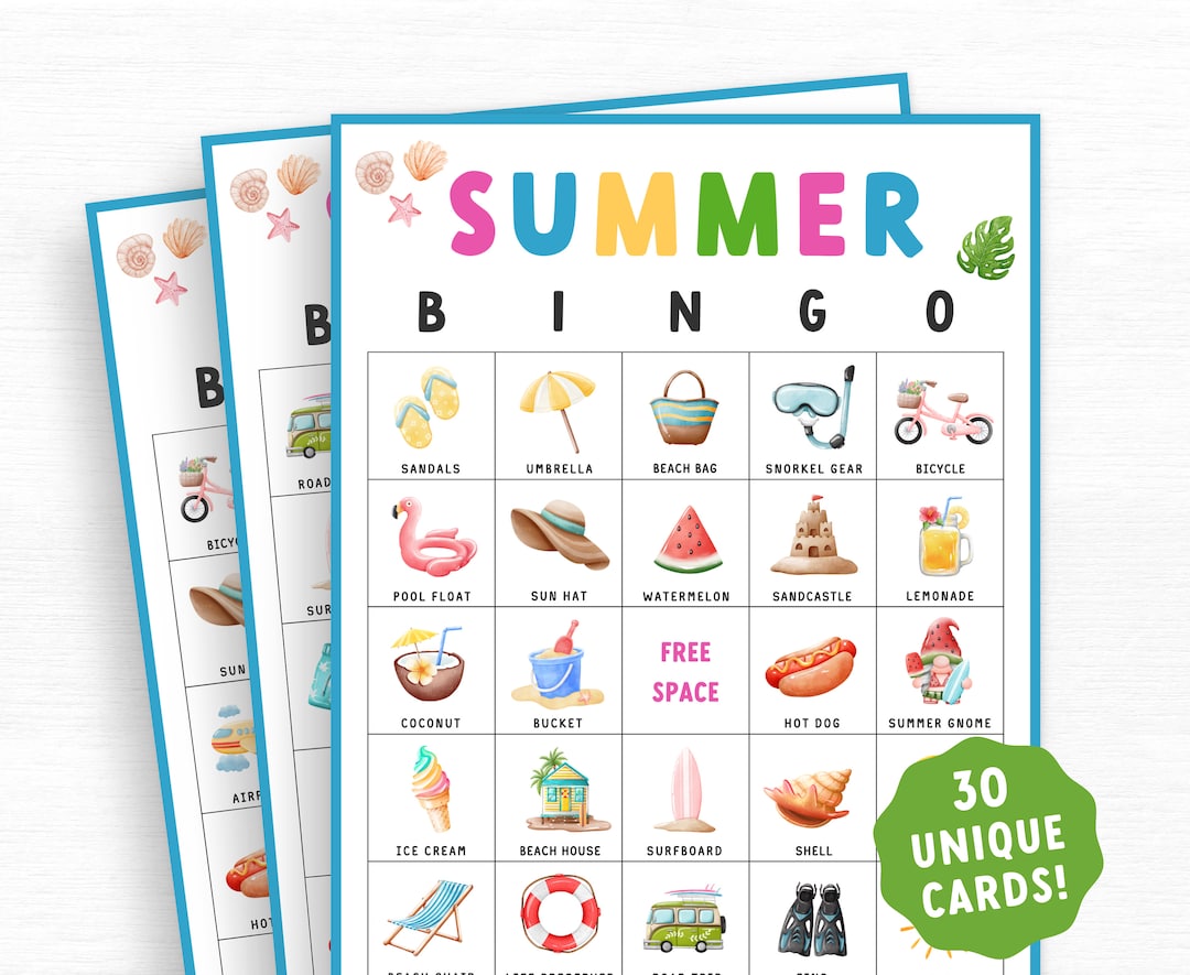 Summer Bingo Cards Printable, Summertime Bingo, Printable Summer ...