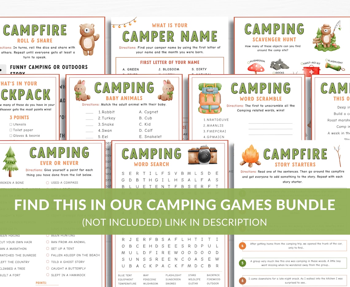 Camping Scavenger Hunt Game, Printable Camping Game for Kids ...