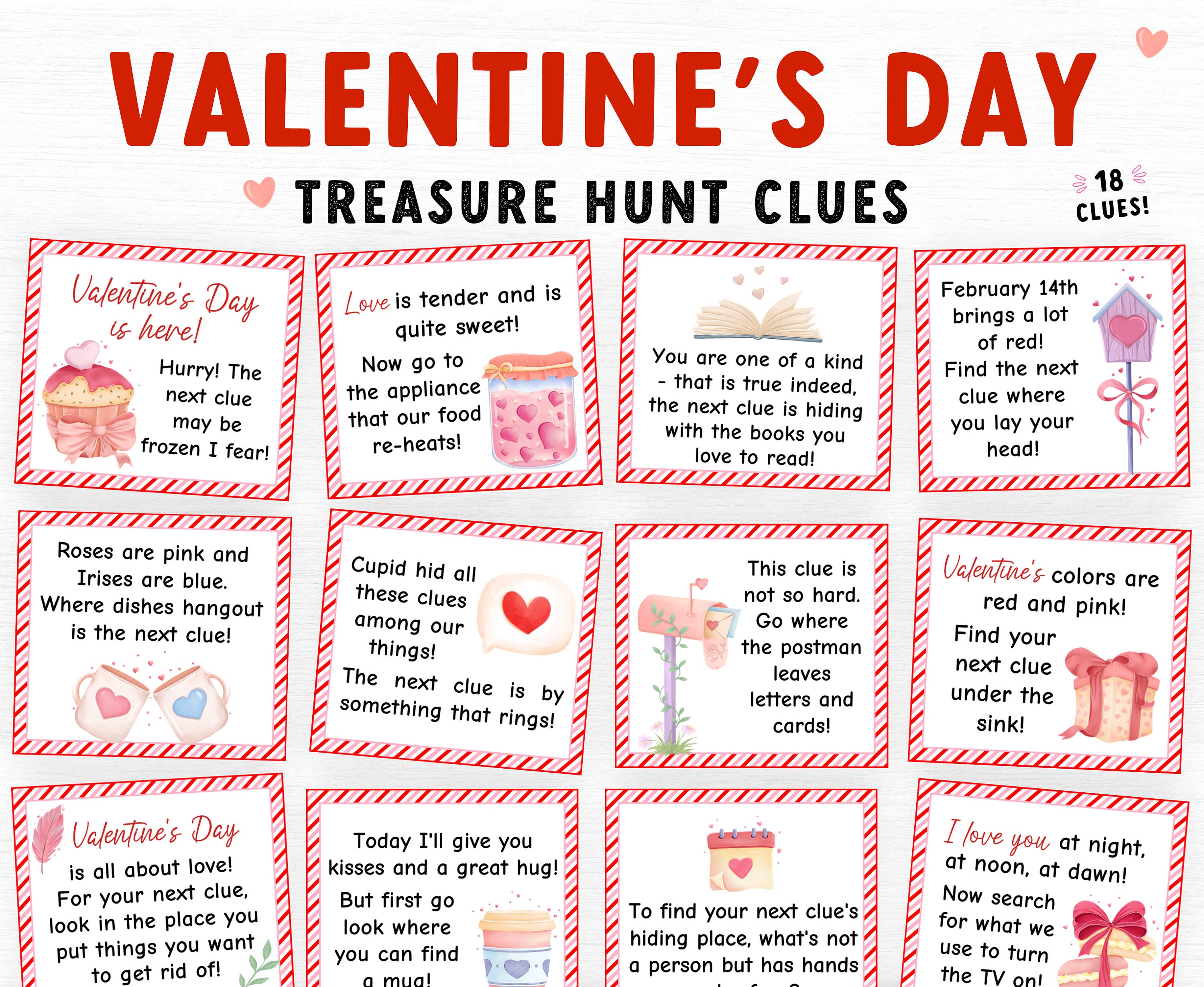 Valentines Day Treasure Hunt, Valentines Scavenger Hunt for Kids ...
