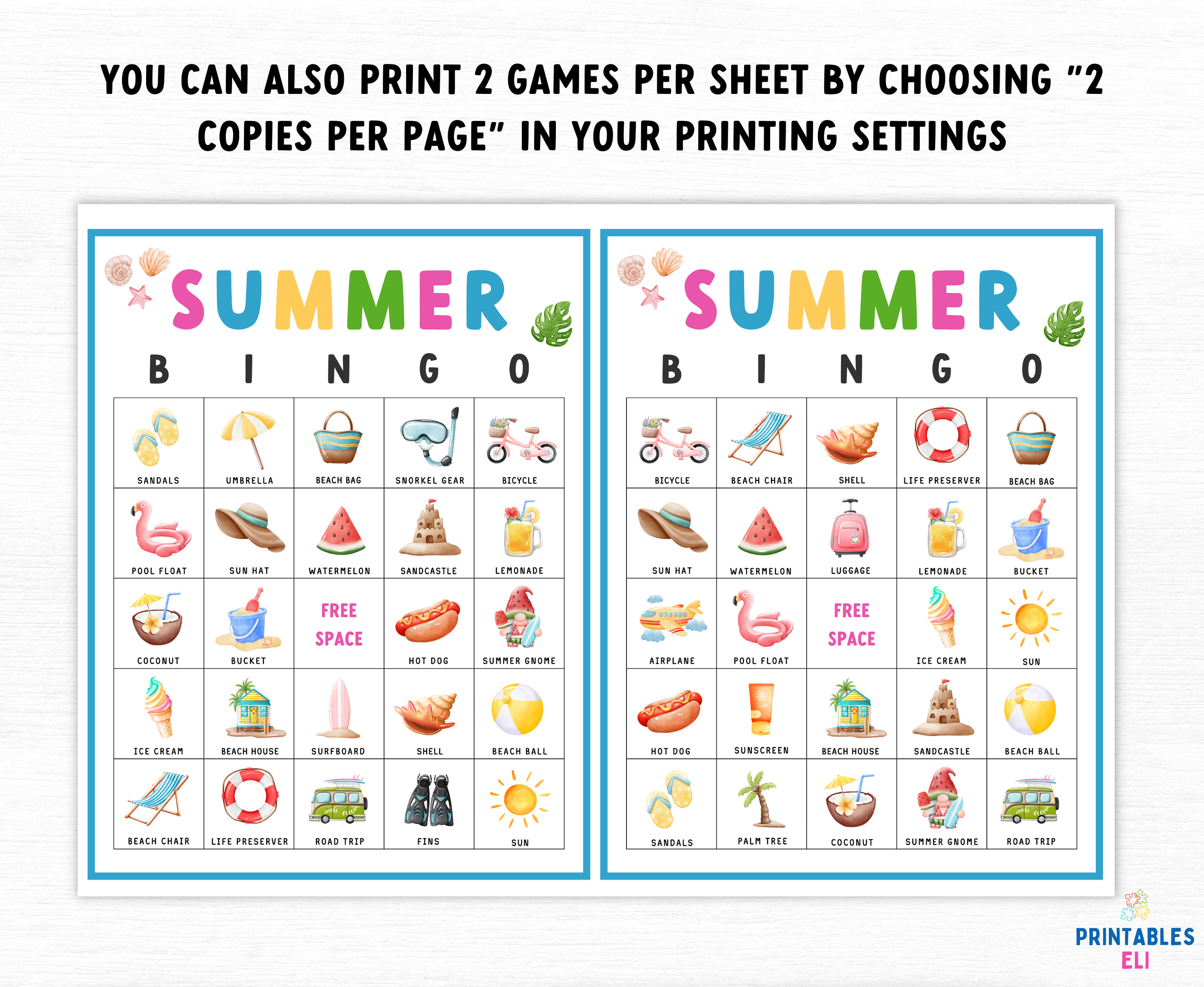 Summer Bingo Cards Printable, Summertime Bingo, Printable Summer ...