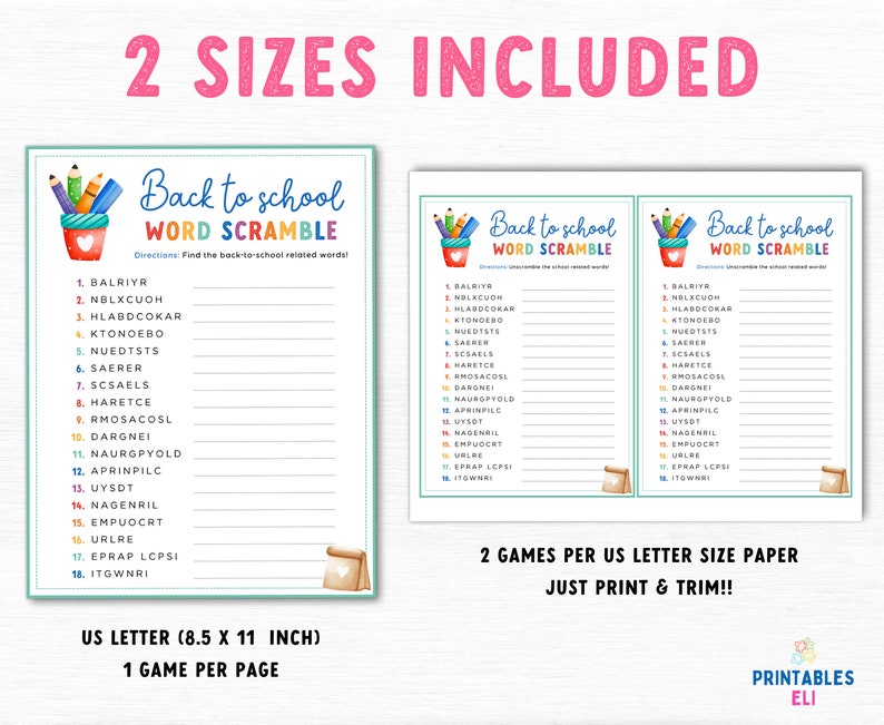 Back to School Games Bundle, Printable Back to School Games, First Day ...