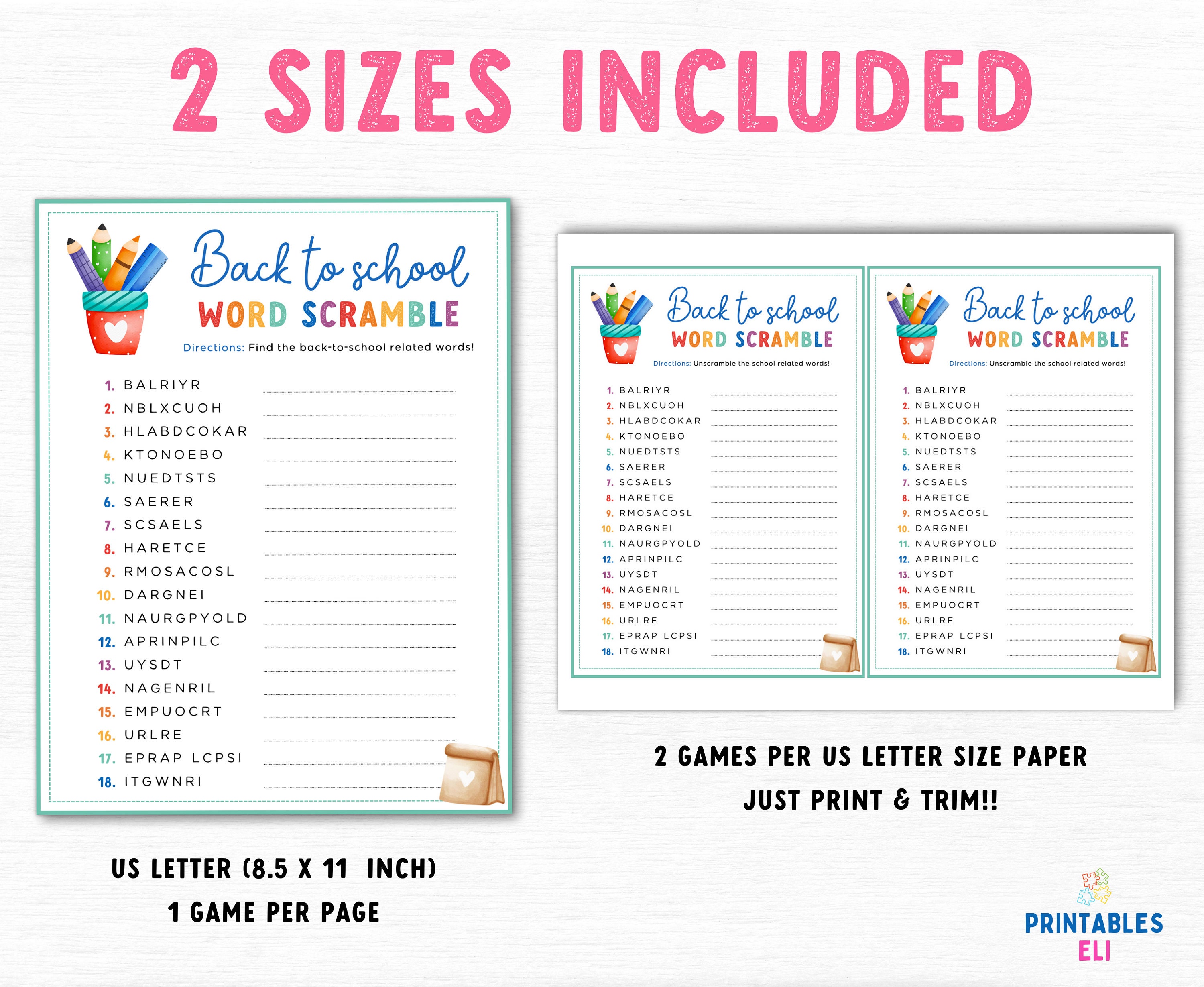 Back to School Games Bundle, Printable Back to School Games, First Day ...