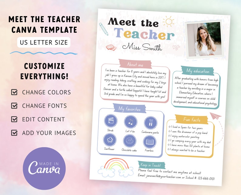 Meet the Teacher Editable Template, Classroom Printable Teacher ...