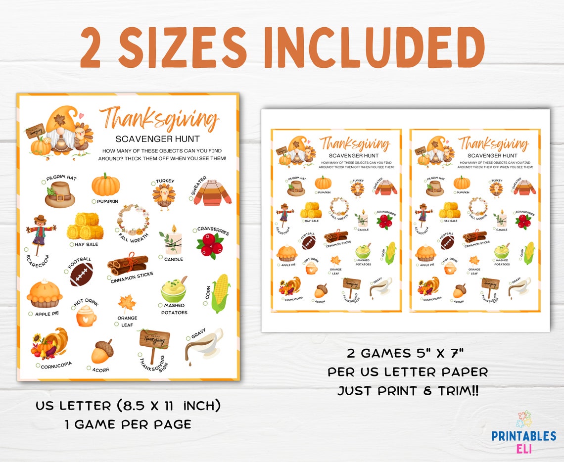 Thanksgiving Scavenger Hunt Printable Autumn Game for Kids - Etsy