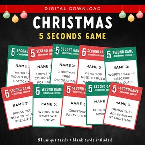 Christmas 5 Second Game Printable, Party Game, Printable Christmas ...