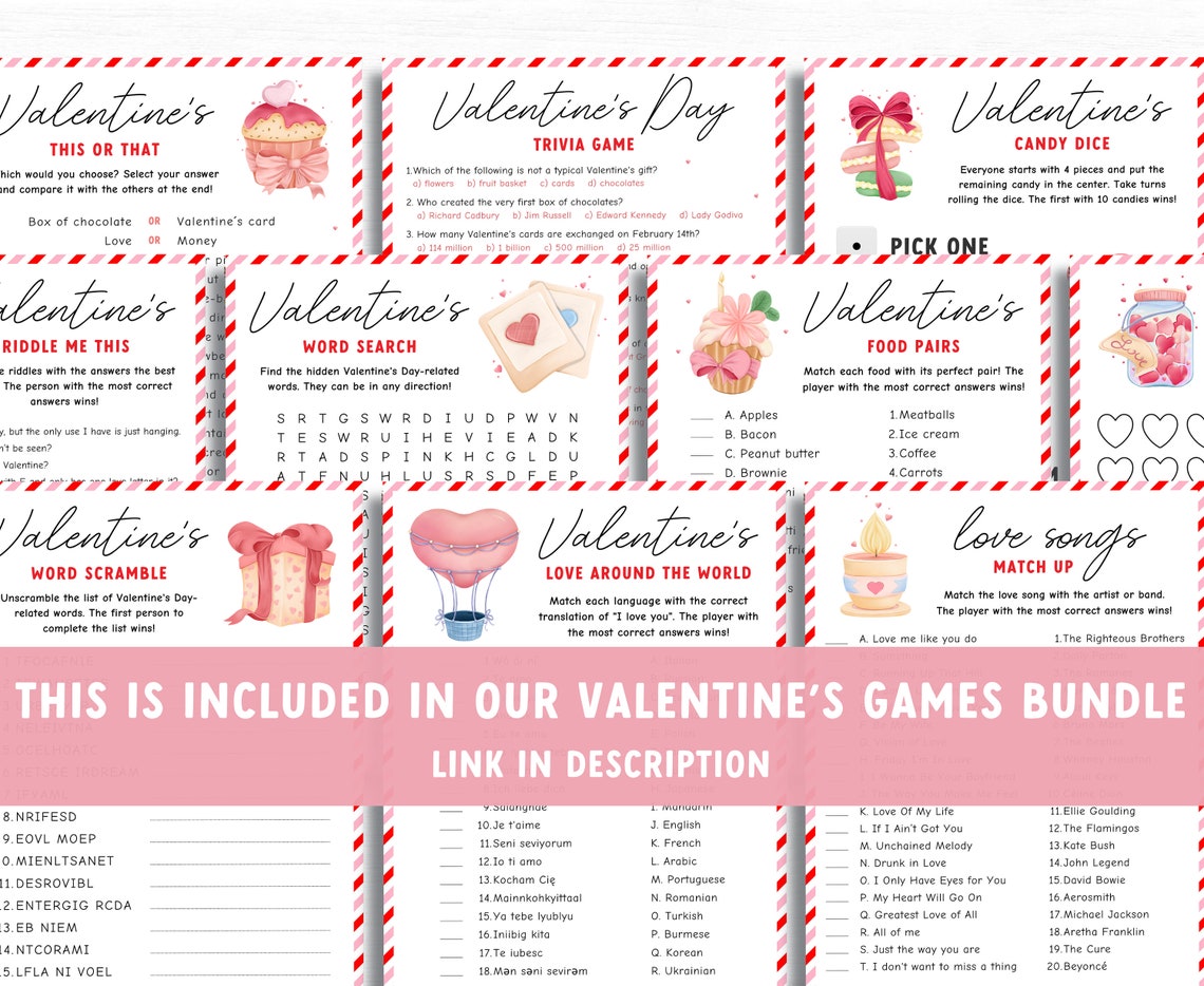 Valentines Day Food Pairs Printable Game, Printable Valentines Day ...