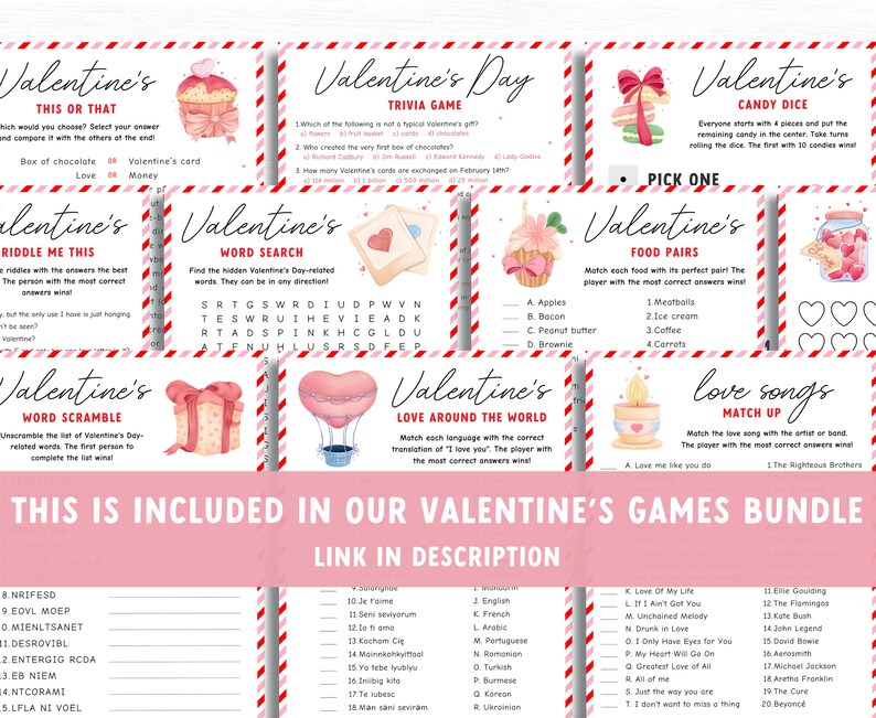 Valentines Day Food Pairs Printable Game, Printable Valentines Day ...