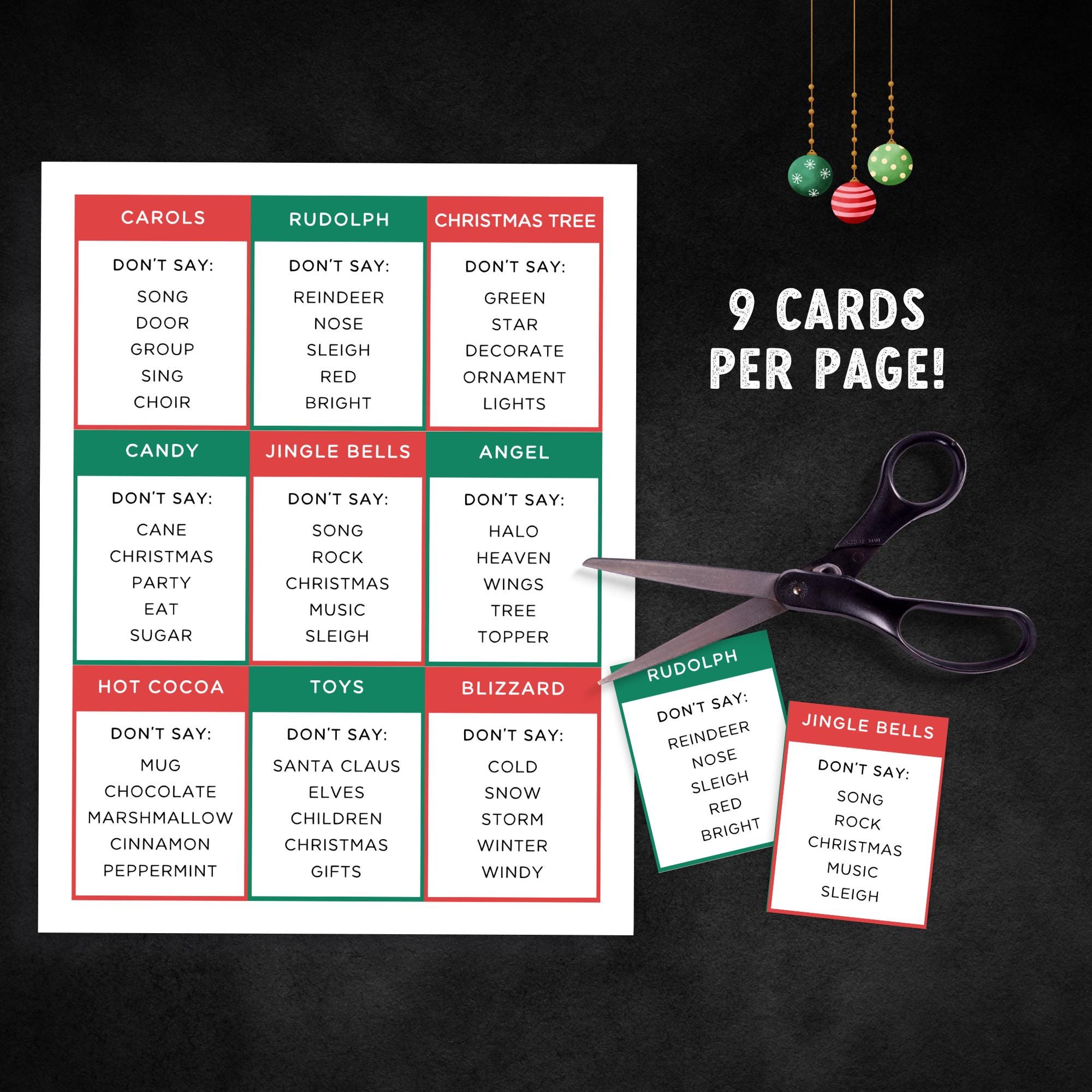 Christmas Taboo Game, Family Party Game, Printable Christmas Family ...