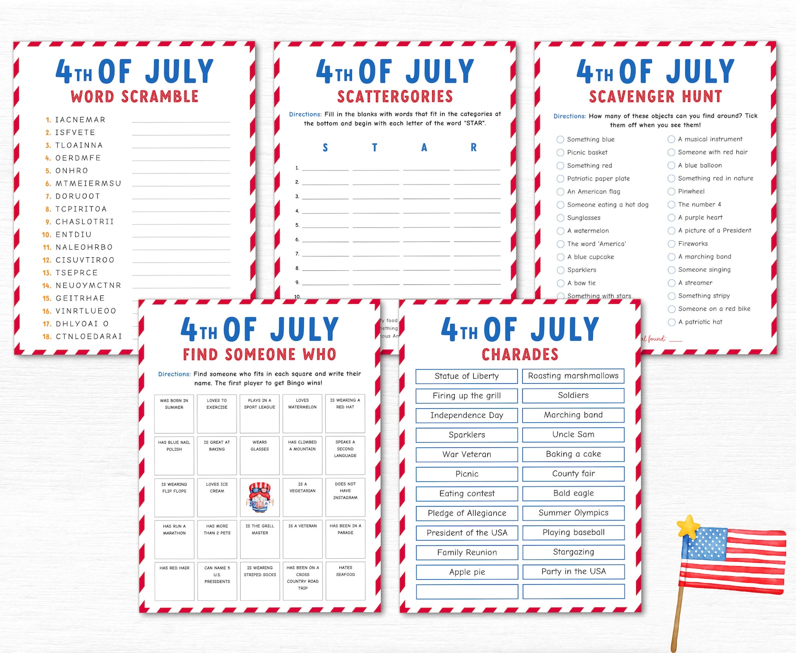 15 Fourth of July Printable Games Bundle, 4th of July Printable Games ...