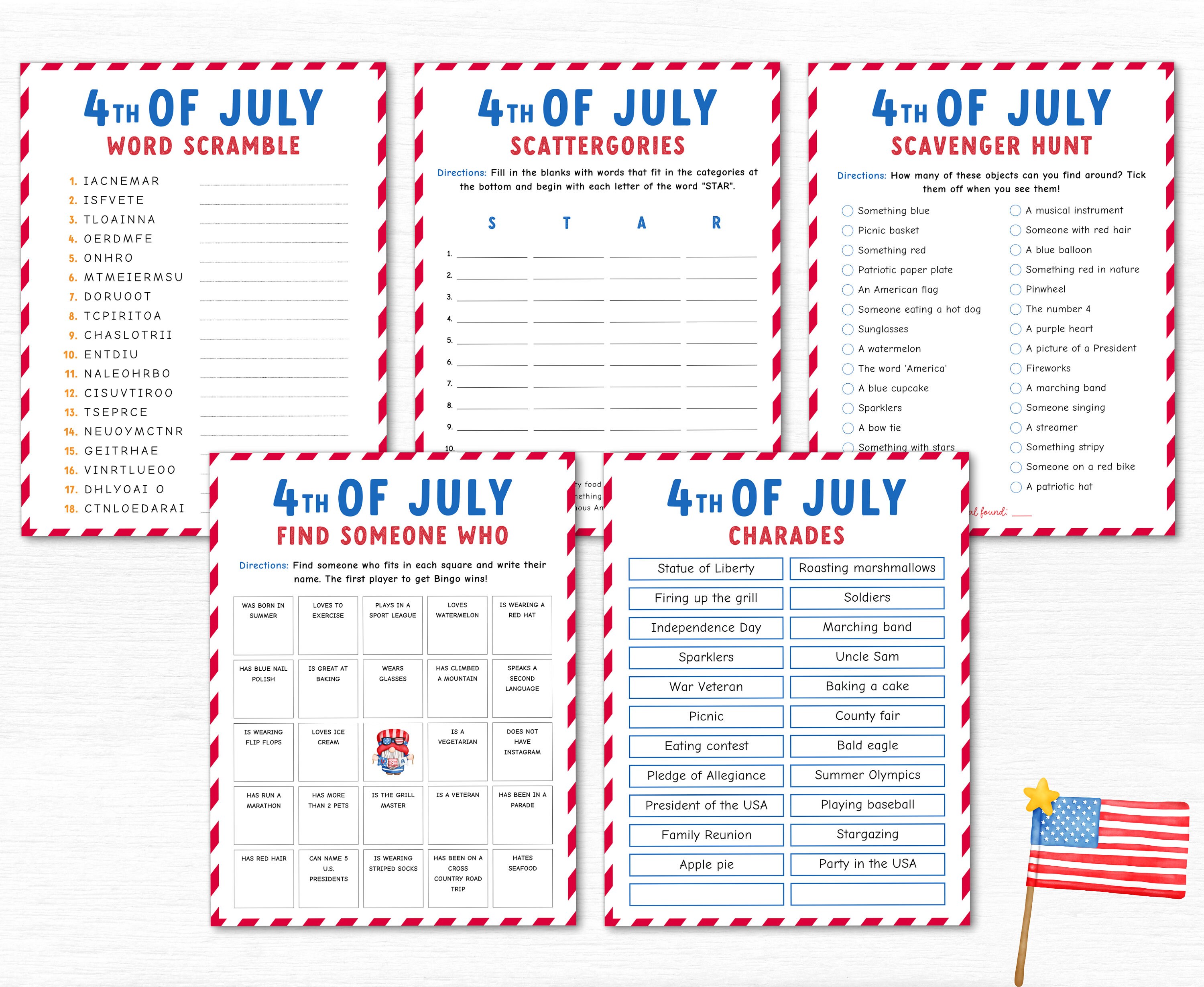 15 Fourth of July Printable Games Bundle, 4th of July Printable Games ...