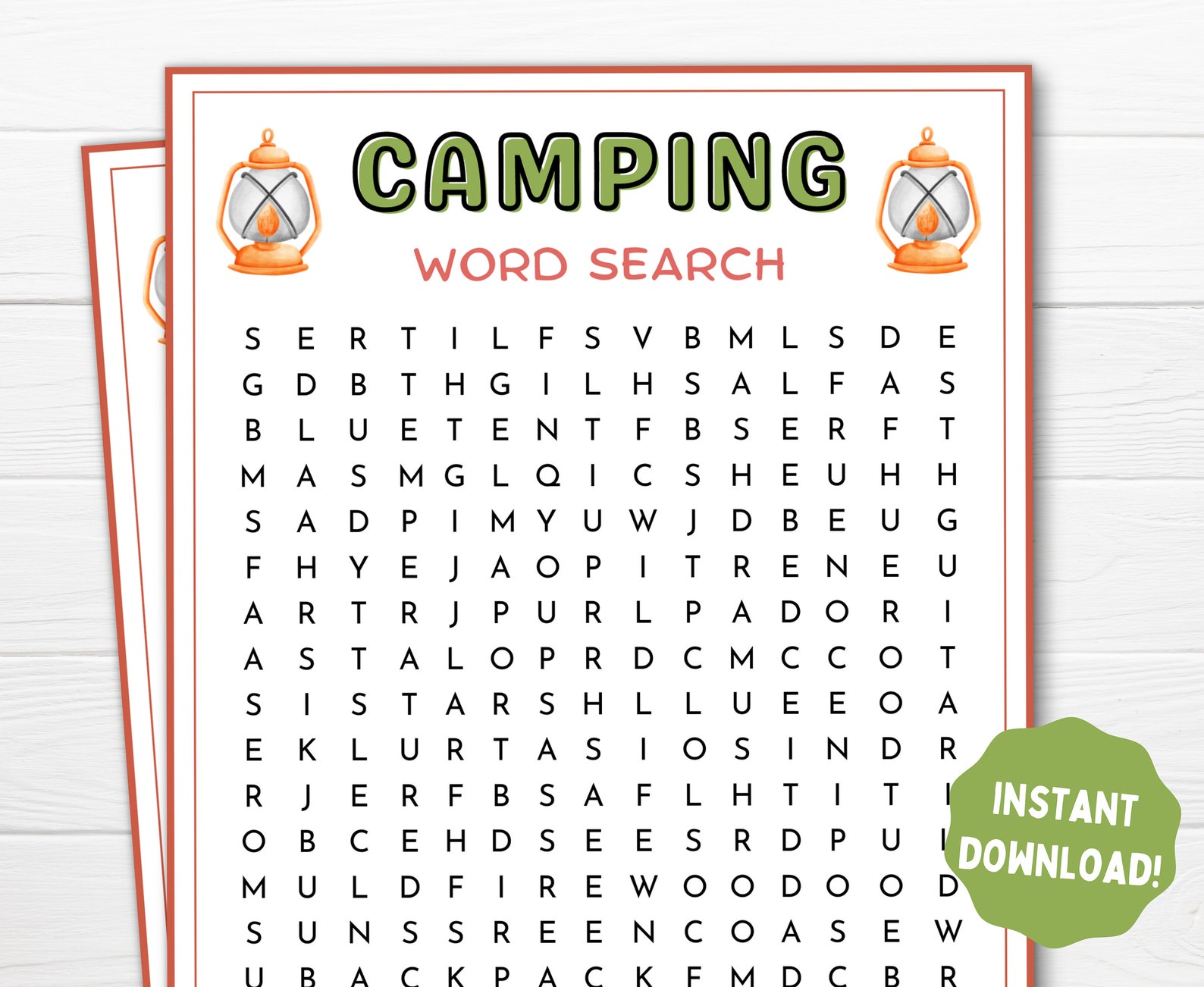 Camping Word Search Printable Game Printable Camping Game for - Etsy