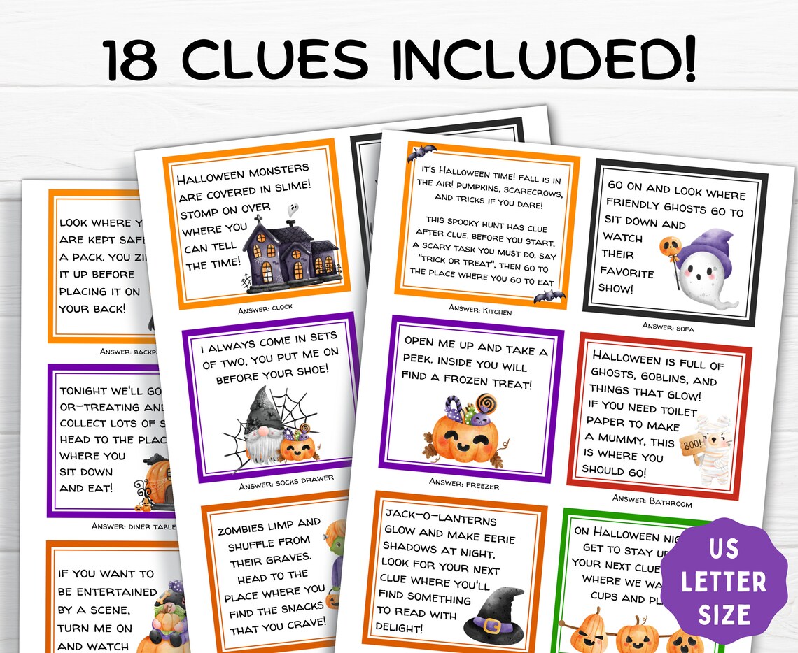 Indoor Halloween Treasure Hunt, Halloween Scavenger Hunt for Kids ...
