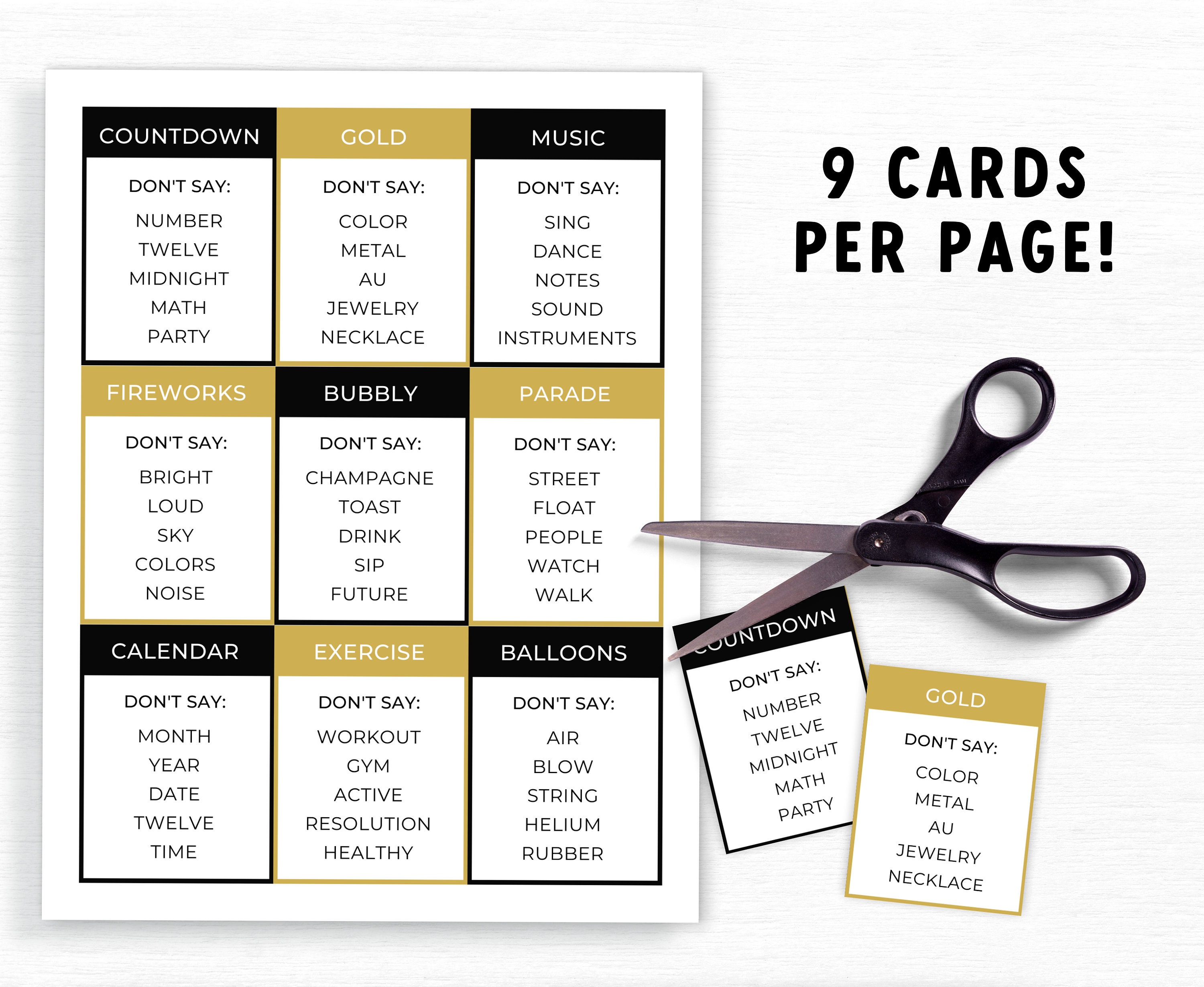 New Years Eve Taboo Game, Family Party Game, Printable New Year Family ...