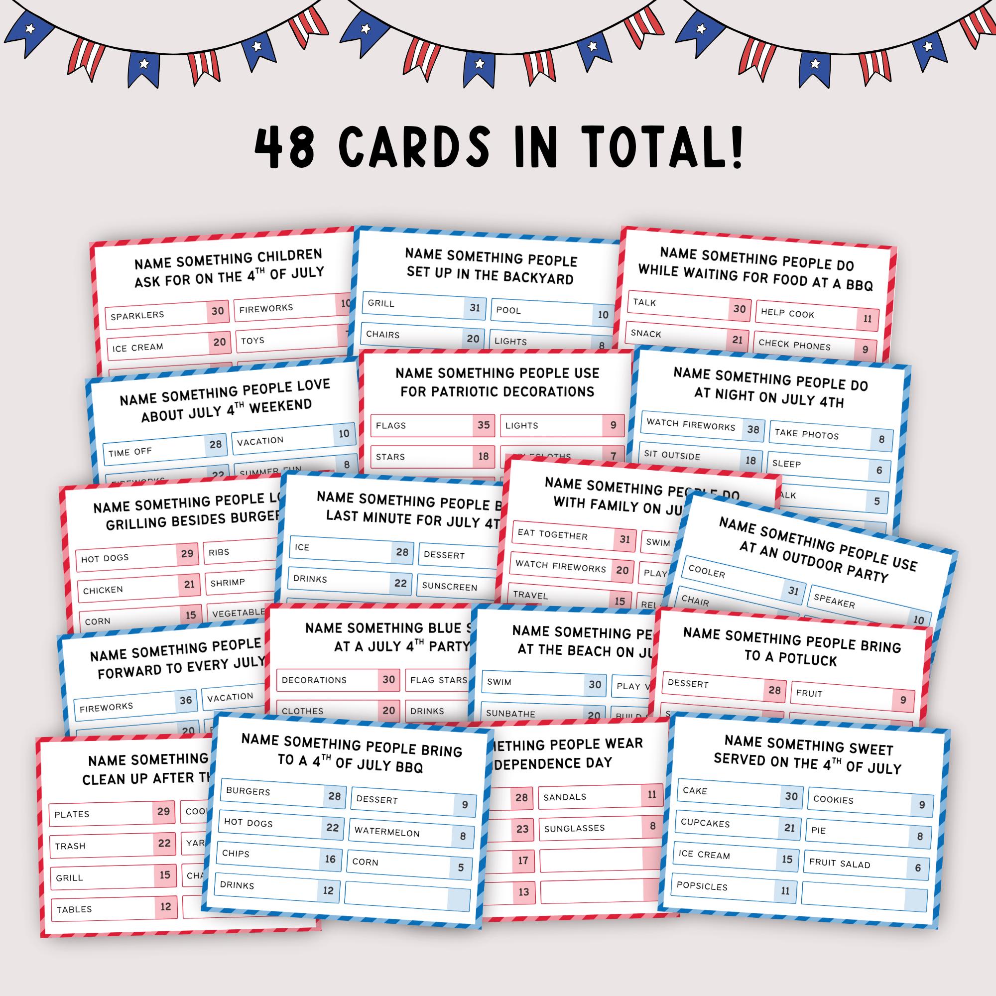 4th of July Friendly Feud Game | July 4th Party Game | Family Feud ...