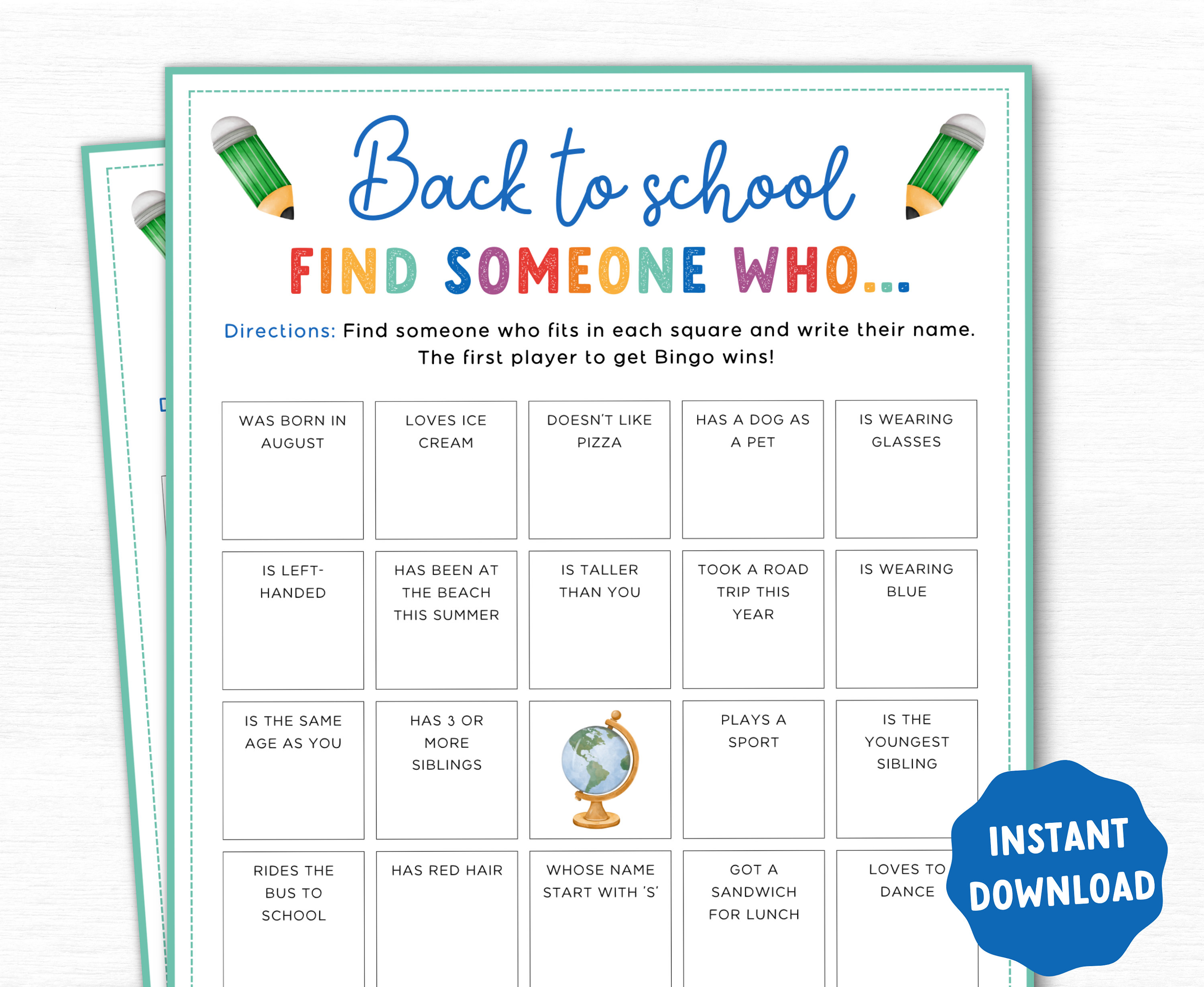 Back to School Find Someone Who Printable Game, Printable Back to ...