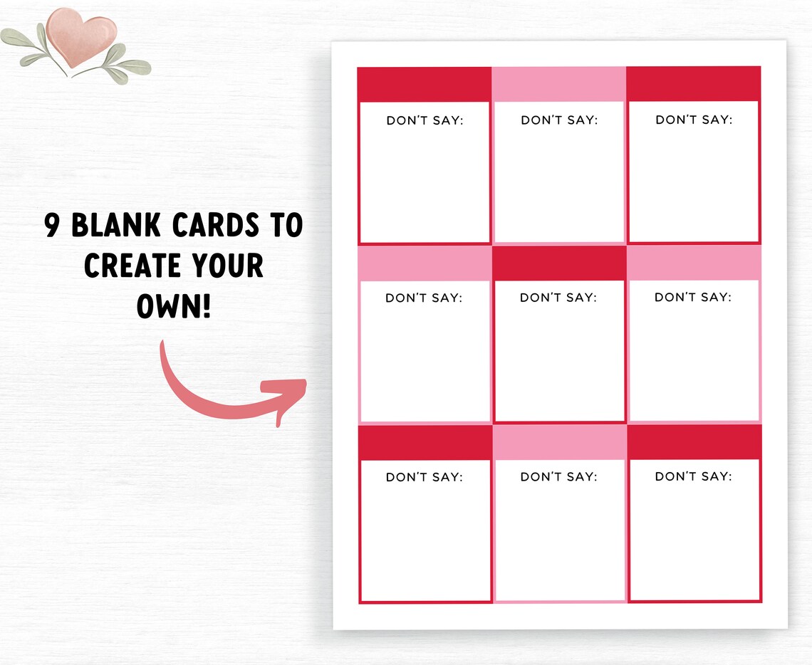 Valentines Day Taboo Game, Party Game, Printable Valentines Family Game ...