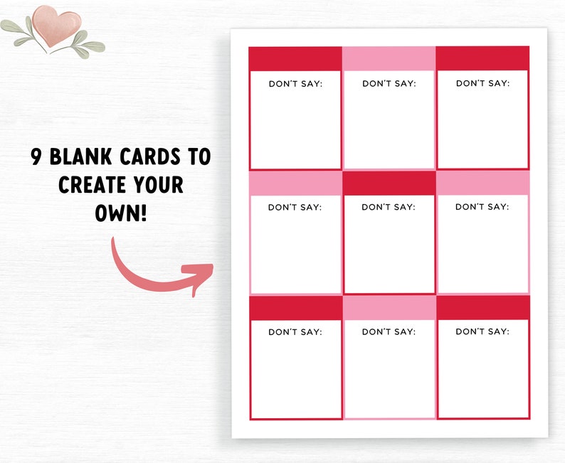 Valentines Day Taboo Game, Party Game, Printable Valentines Family Game ...