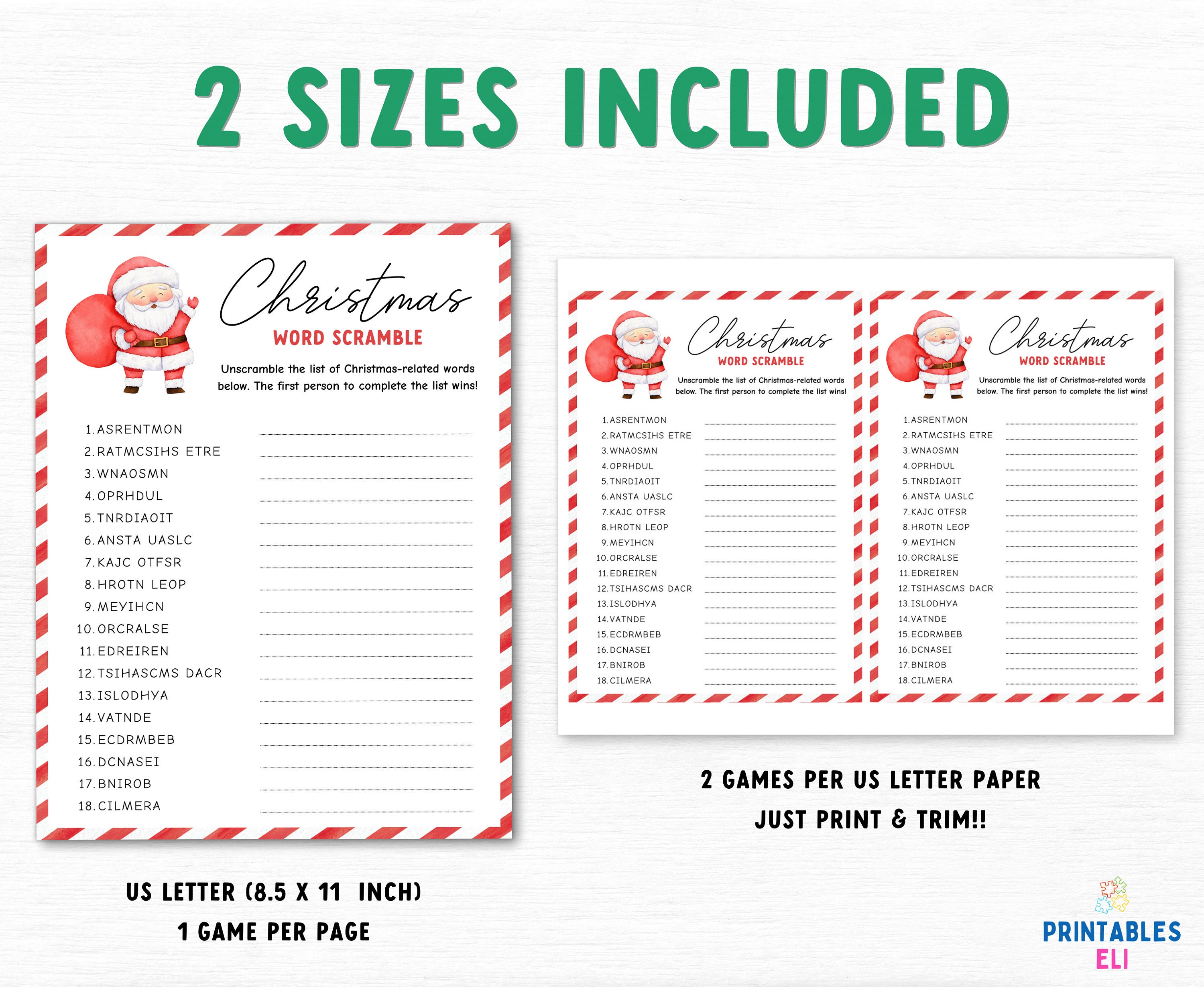 Christmas Word Scramble Game, Printable Christmas Family Game ...