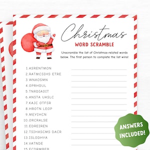 Christmas Word Scramble Game, Printable Christmas Family Game ...