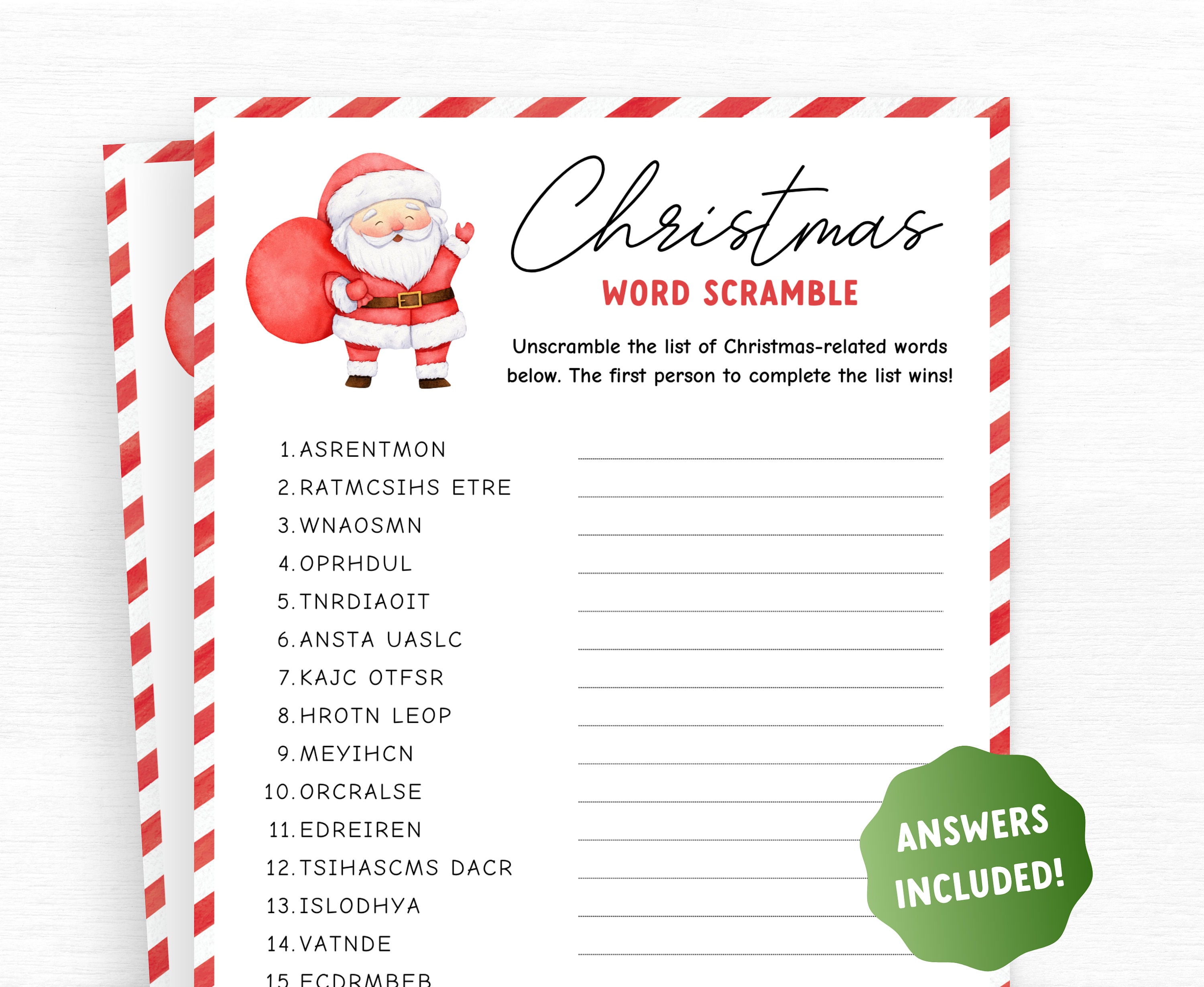 Christmas Word Scramble Game, Printable Christmas Family Game ...