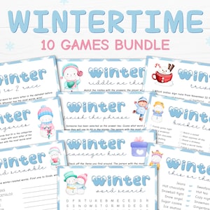 10 Winter Games Bundle Printable, Printable Winter Game for Kids and ...