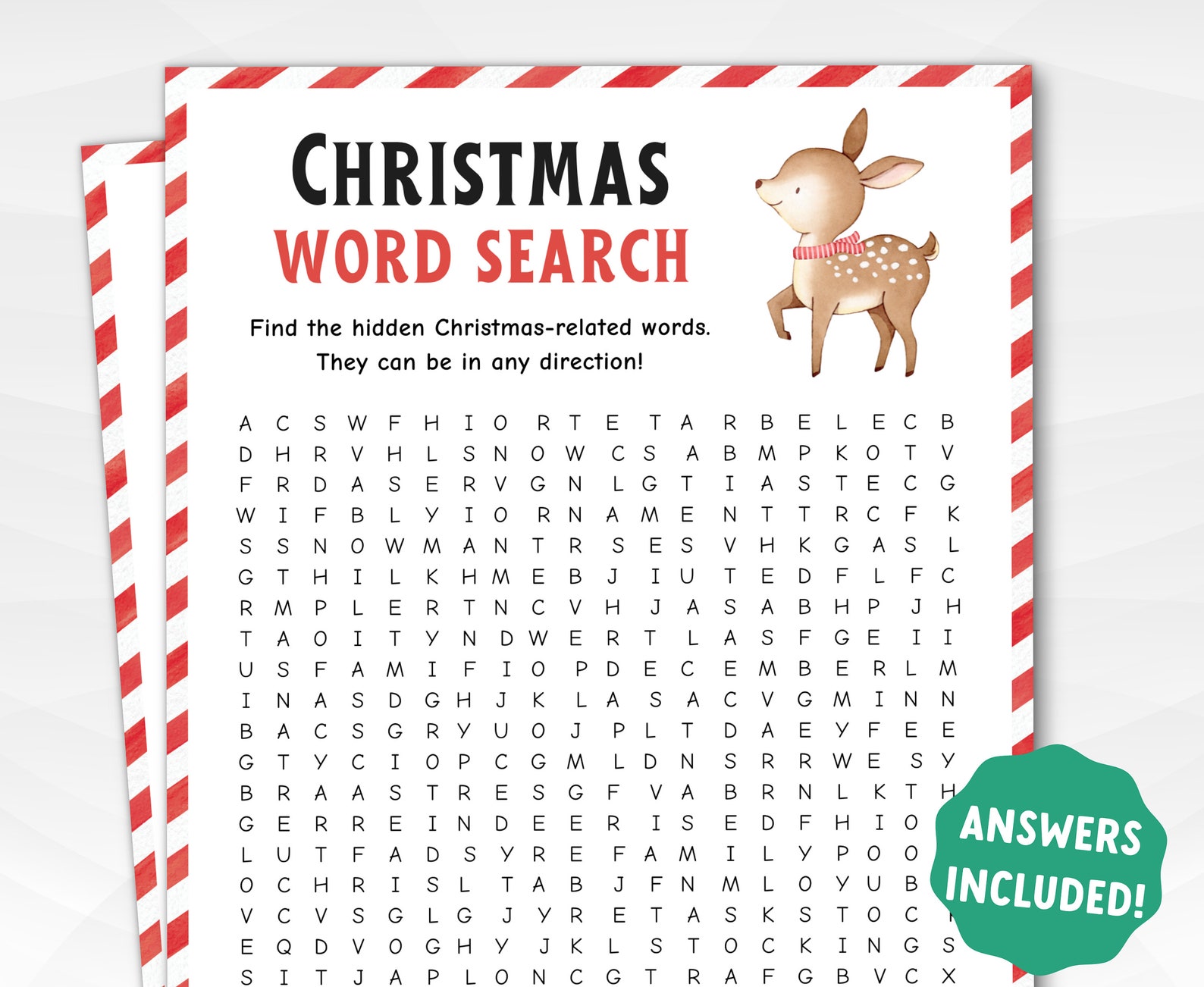 Christmas Word Search Game Printable Christmas Game - Etsy