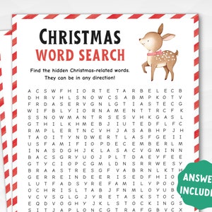 Christmas Word Search Game Printable Christmas Game - Etsy