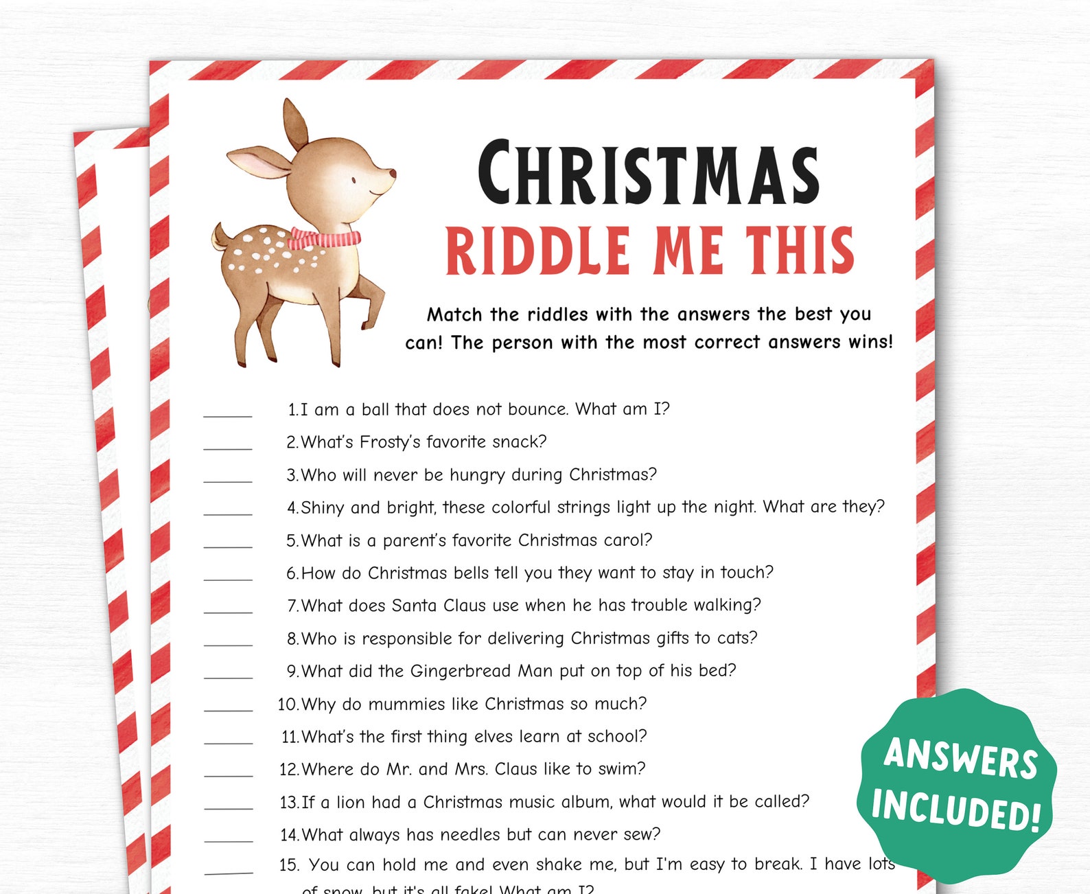 Christmas Riddle Me This Printable Game Family Christmas Game - Etsy