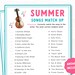 Summer Songs Match up Printable Game, Family Summer Game Printable ...