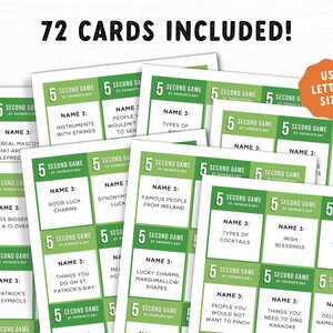 St. Patricks Day 5 Second Game Printable, Party Game, Printable St ...