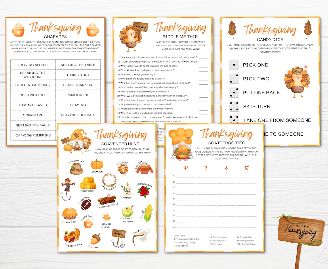 15 Thanksgiving Games Bundle Printable Thanksgiving Party - Etsy
