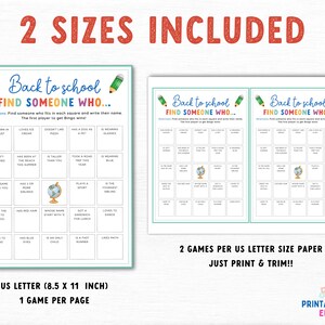 Back to School Find Someone Who Printable Game, Printable Back to ...