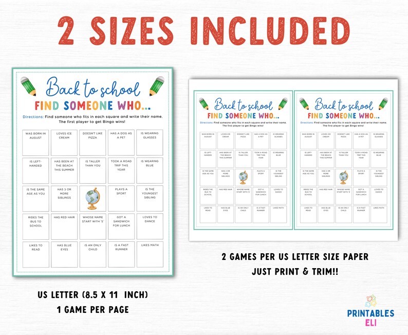 Back to School Find Someone Who Printable Game, Printable Back to ...