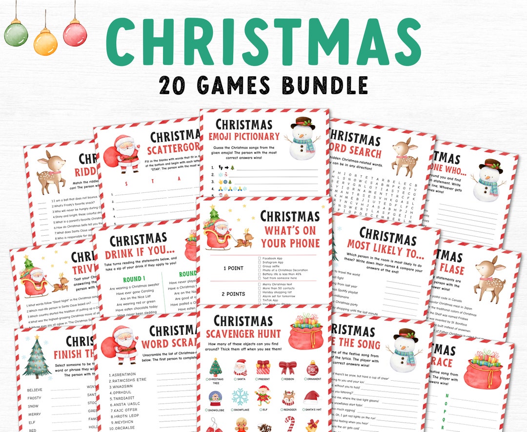 20 Christmas Games Bundle Printable Christmas Party Games - Etsy