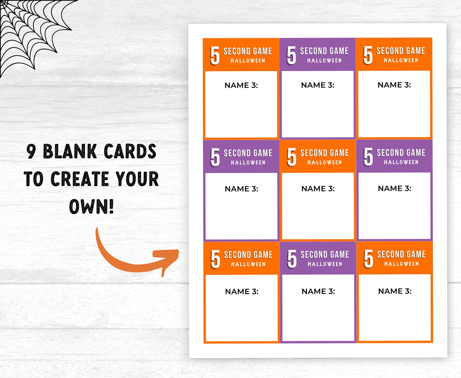 Halloween 5 Second Game Printable, Party Game, Printable Halloween ...