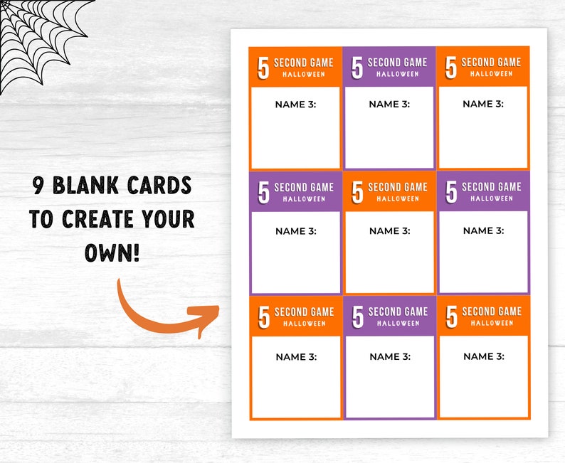 Halloween 5 Second Game Printable, Party Game, Printable Halloween ...